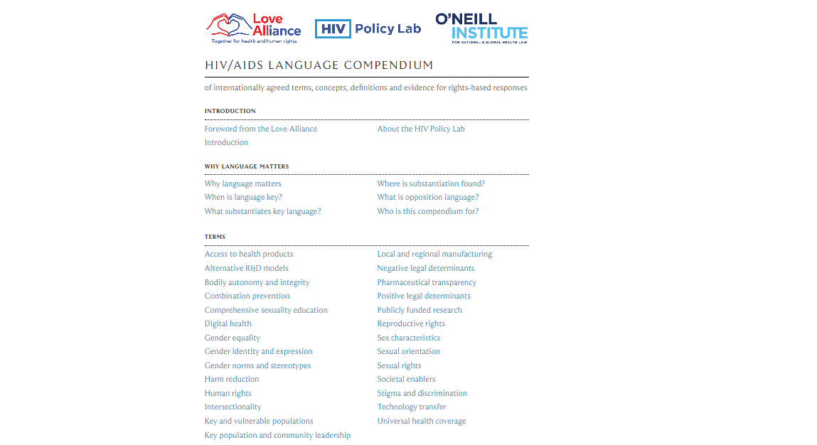 HIV Policy Lab: Activities and Updates: HIV Language Compendium